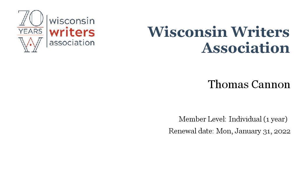 The Wisconsin Writers Association | Thomas Cannon Author